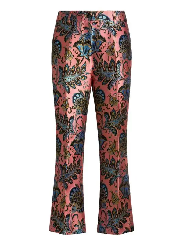 Etro Jacquard Floral Flared Trousers - Pink