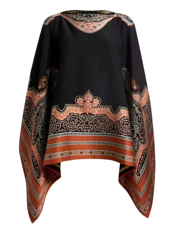 Etro Fil-coupé Embroidered Poncho - Black