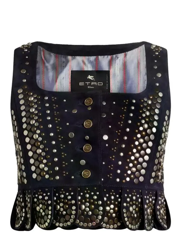 Etro Studded Leather Vest - Blue