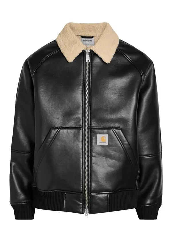 Carhartt Work In Progress Shepton Faux Leather And Shearling Jacket - Black