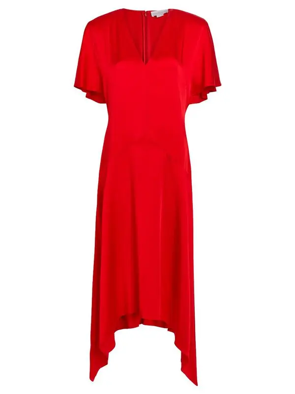 Stella McCartney Envers V-neck Satin Midi Dress - Red