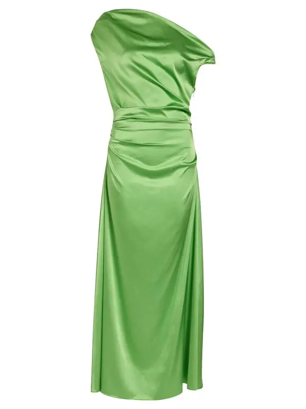 Staud Phare Draped Stretch-silk Maxi Dress - Green