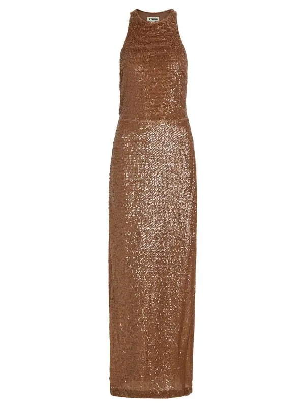 Staud Bree Sequin Embellished Maxi Dress - Dark Pink