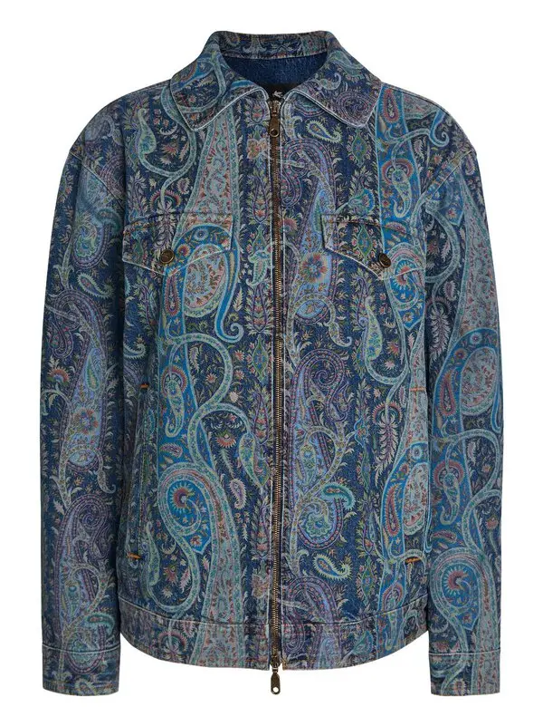 Etro Patterned Denim Jacket - Blue