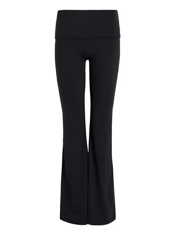 TALA Dayflex Fold-waist Flared Stretch-jersey Trousers - Black
