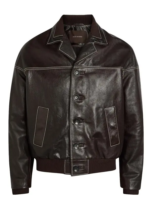 WALES BONNER Time Leather Jacket - Brown
