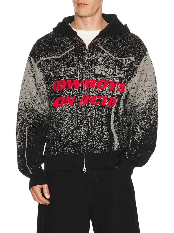 PLEASURES Acid Cowboy Knitted Hoodie - Black