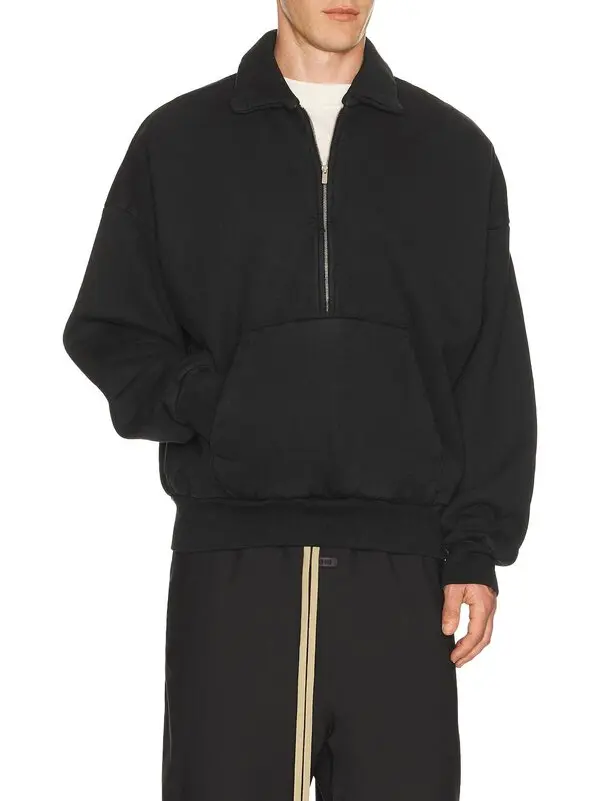 Fear Of God Half Zip Polo Sweatshirt - Black