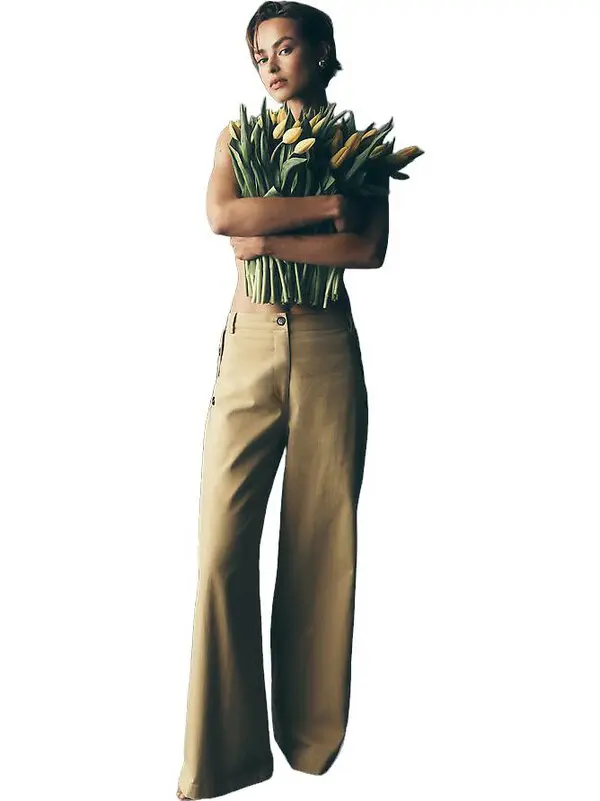 Maeve Button-pocket Wide-leg Pants - Parsnip