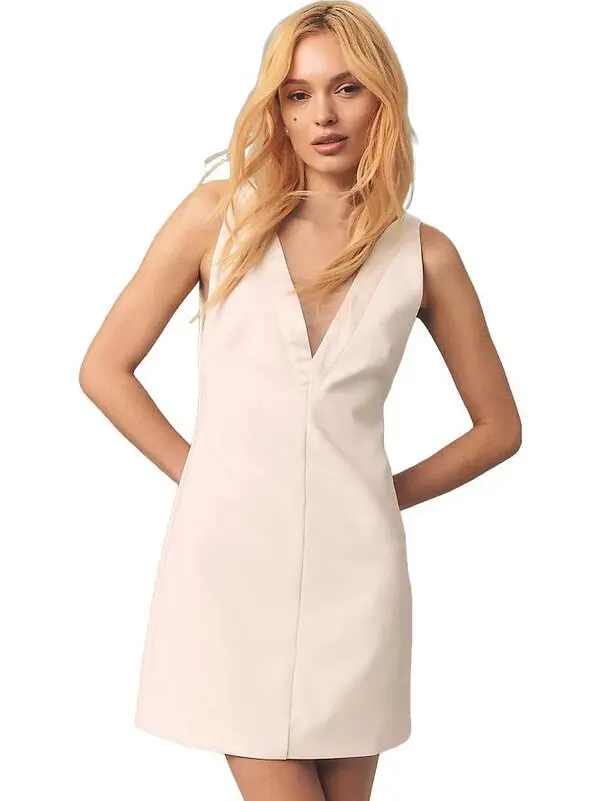 Bhldn Crepe V-neck Mini Dress - Ivory
