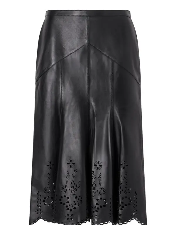 Isabel Marant Nisia Laser-cut Leather Midi Skirt - Black