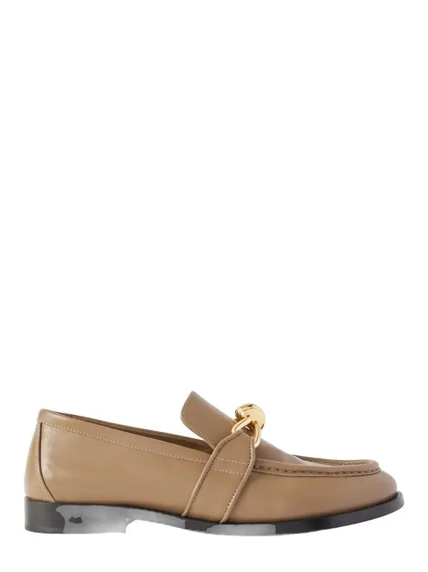Bottega Veneta Astaire Embellished Leather Loafers - Brown