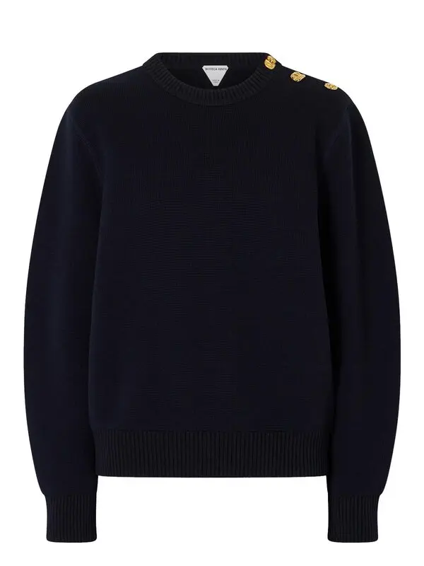 Bottega Veneta Embellished Wool And Cotton-blend Sweater - Blue