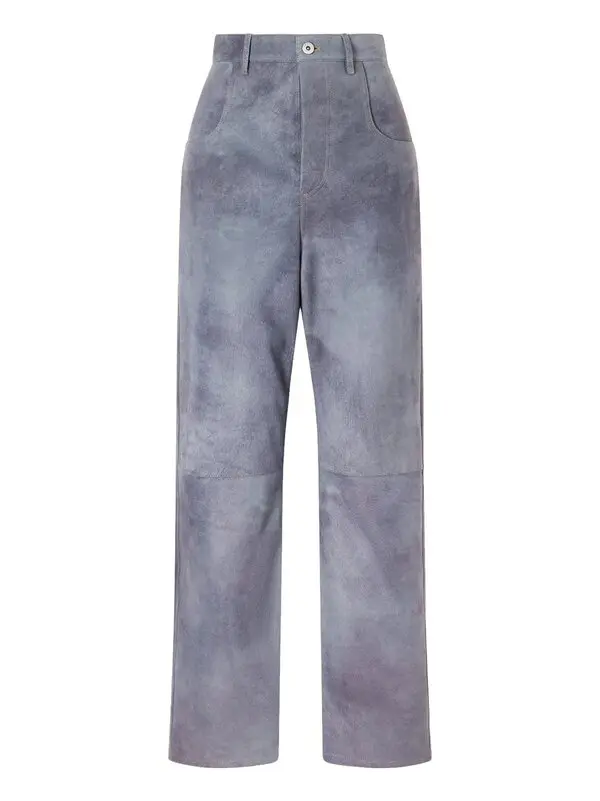 Bottega Veneta Suede Straight-leg Pants - Blue