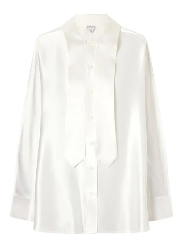 Bottega Veneta Tie-detailed Silk-satin Shirt - White