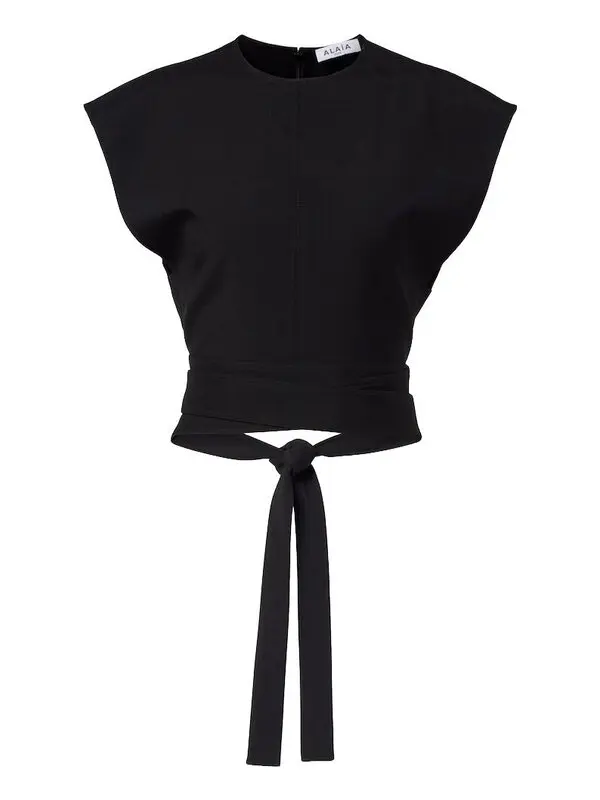 Alaïa Belted Wool Top - Black