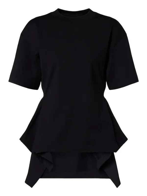 Alaïa Peplum Cotton Jersey T-shirt - Black