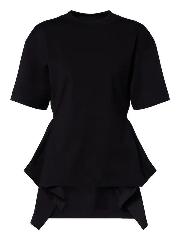Alaïa Peplum Cotton Jersey T-shirt - Black
