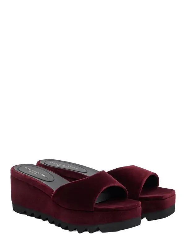 Stella McCartney Elyse Velvet Wedge Mules - Burgundy