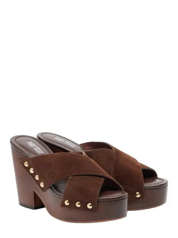 Paris Texas Marisol Suede Platform Mules - Brown