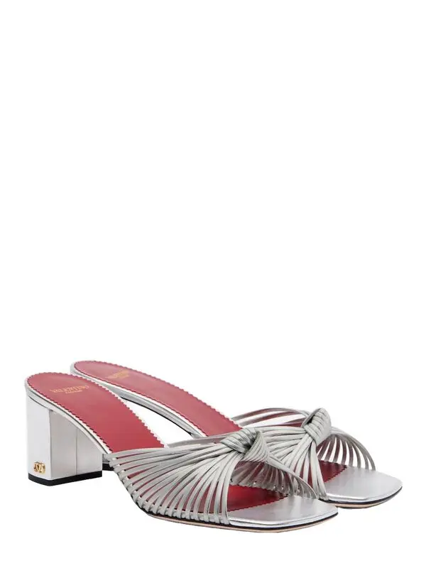 Valentino Garavani Annet Metallic Leather Sandals - Silver
