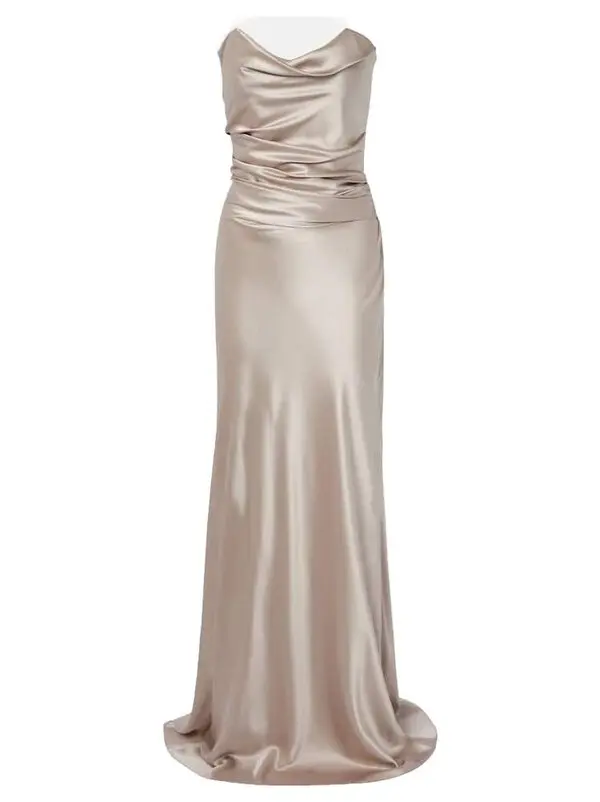 THE SEI Silk Satin Bustier Gown - Grey