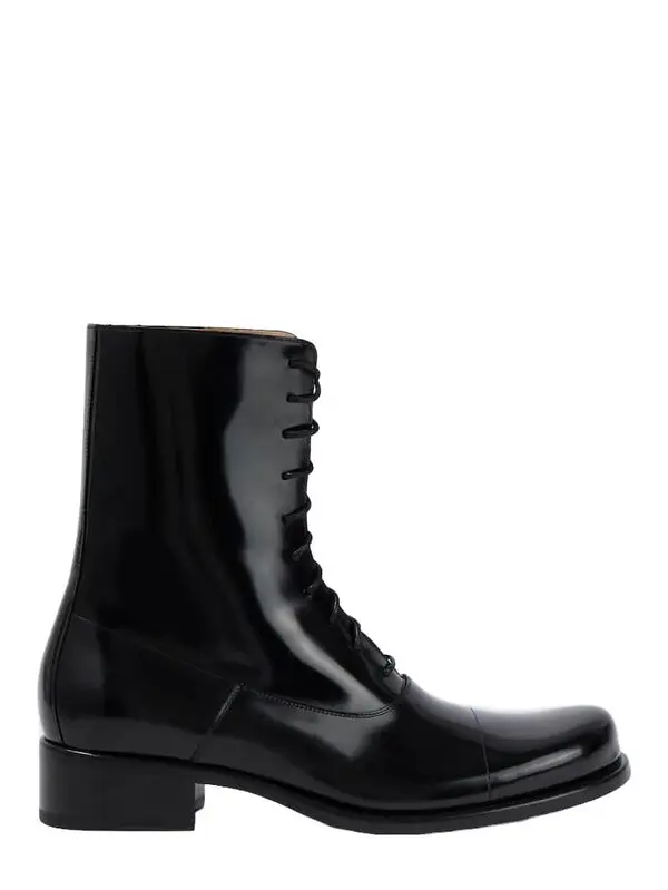 THE ROW Kai Leather Lace-up Boots - Black