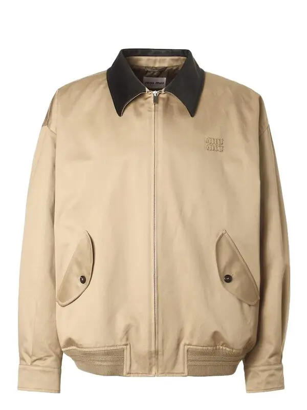 Miu Miu Cotton Twill Blouson Jacket - Beige