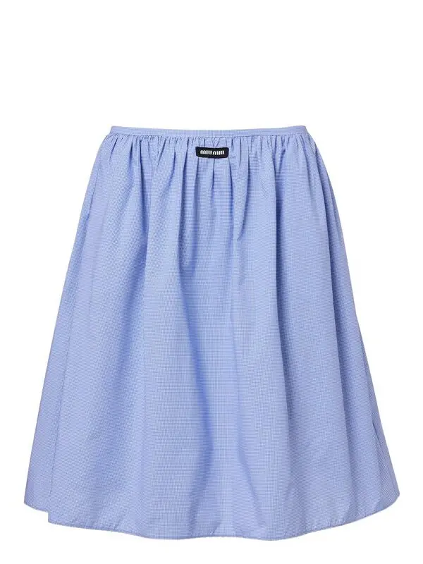 Miu Miu Gingham Lace-trimmed Cotton Midi Skirt - Blue