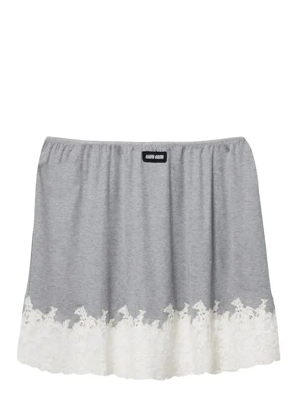 Miu Miu Lace-trimmed Silk Miniskirt - Grey