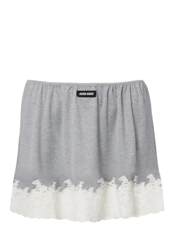Miu Miu Lace-trimmed Silk Miniskirt - Grey