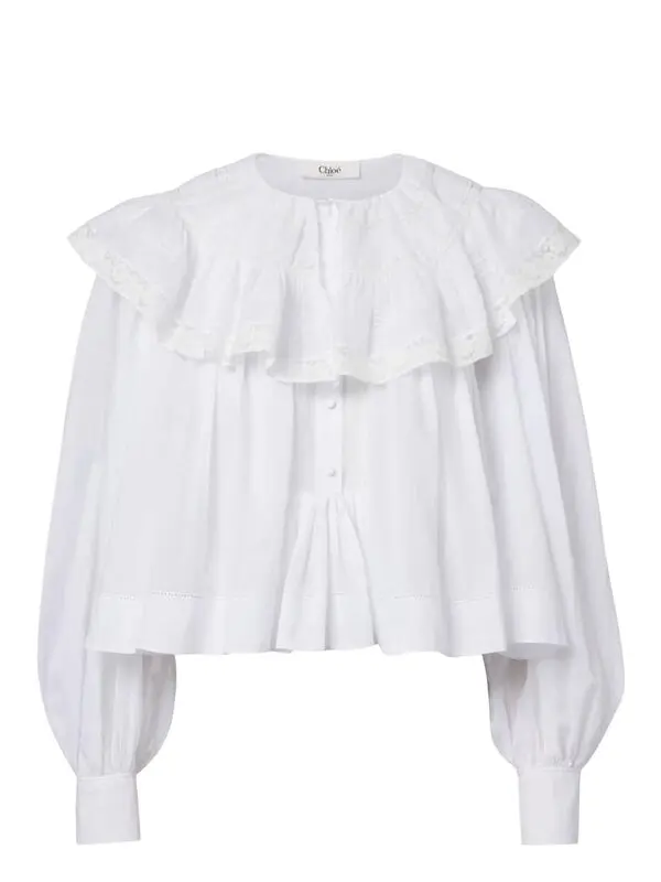 Chloé Lace-trimmed Cotton Voile Blouse - White