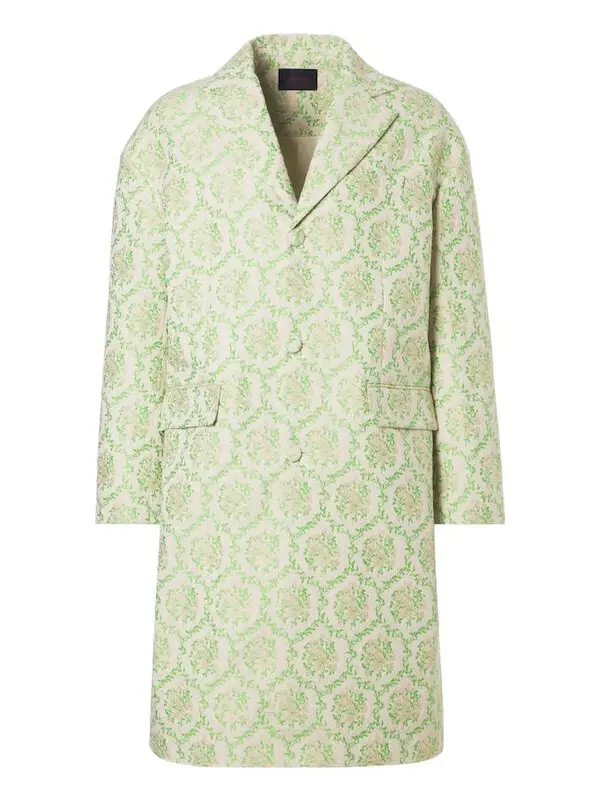 Simone Rocha Floral Cotton-blend Jacquard Coat - Green