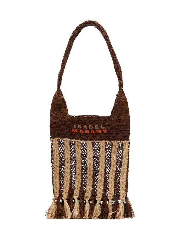 Isabel Marant Praia Striped Raffia Tote Bag - Brown