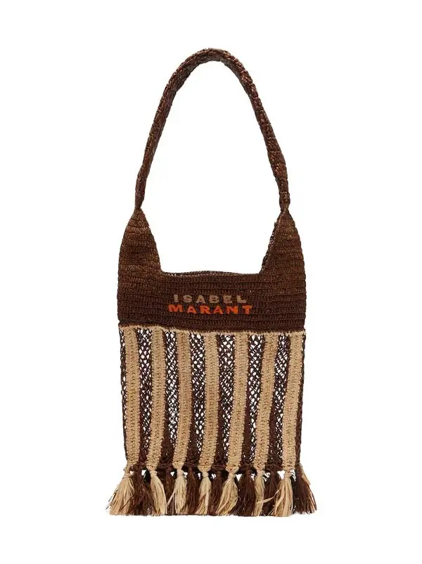 Isabel Marant Étoile Praia Striped Raffia Tote Bag - Brown