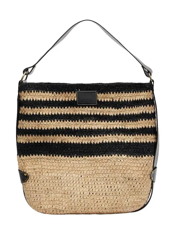 Isabel Marant Bayia Striped Raffia Shoulder Bag - Beige