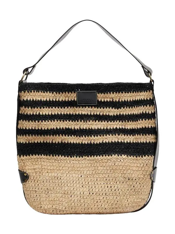 Isabel Marant Étoile Bayia Striped Raffia Shoulder Bag - Beige