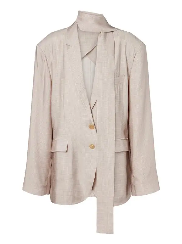Acne Studios Checked Blazer With Scarf Detail - Beige