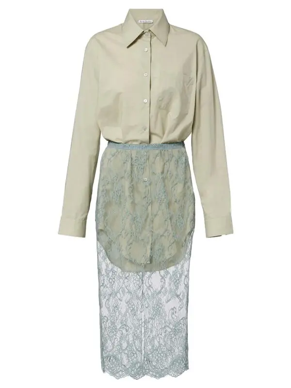 Acne Studios Lace-trimmed Shirt Dress - Green