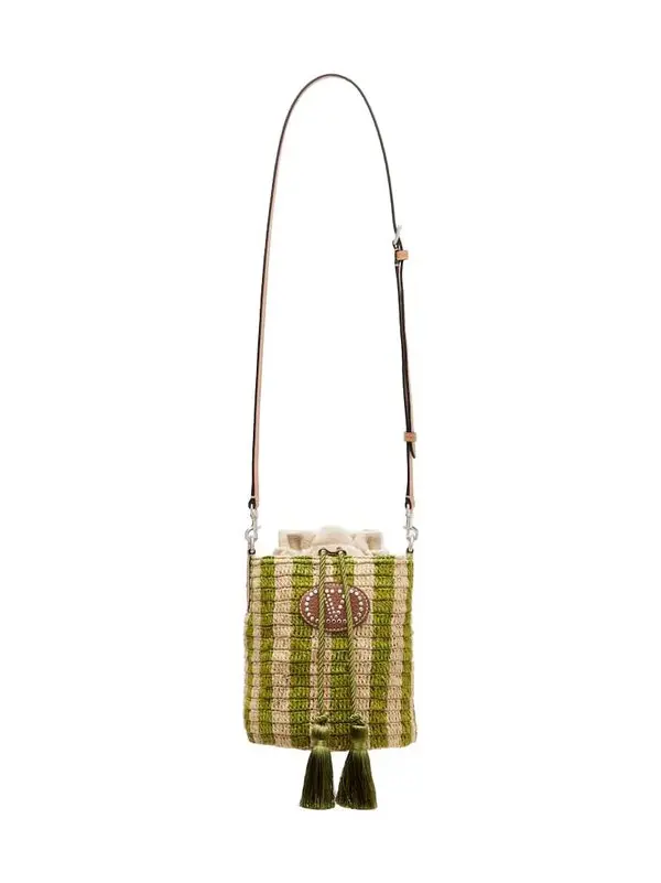 Valentino Garavani Vlogo Mini Raffia Tote Bag - Green