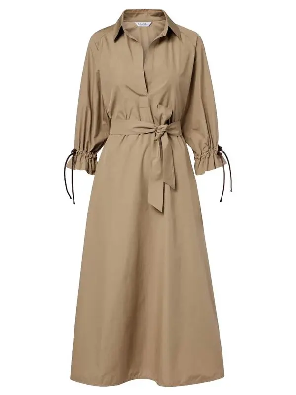 Max Mara Mirto Cotton Midi Dress - Beige