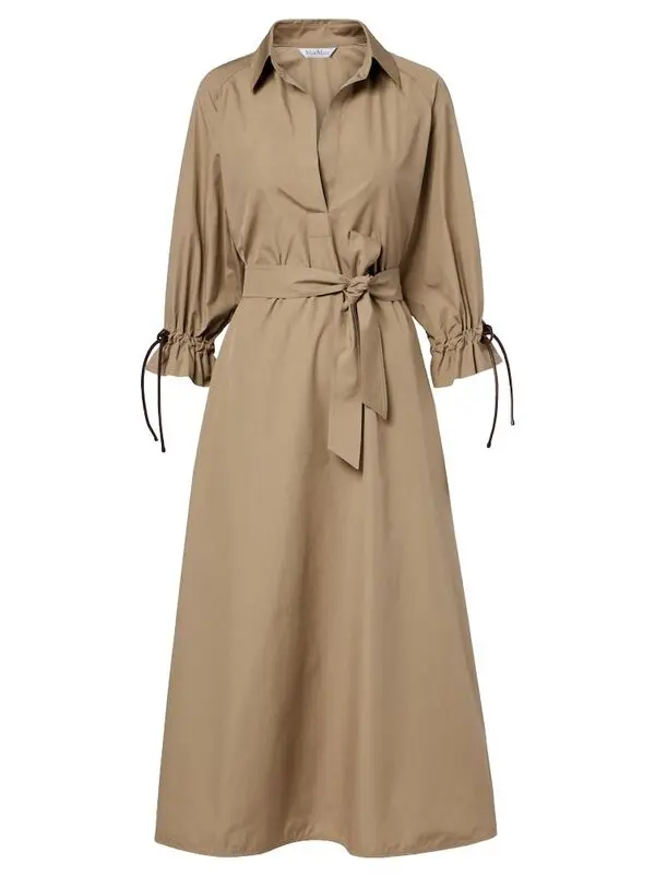 Max Mara Mirto Cotton Midi Dress - Beige