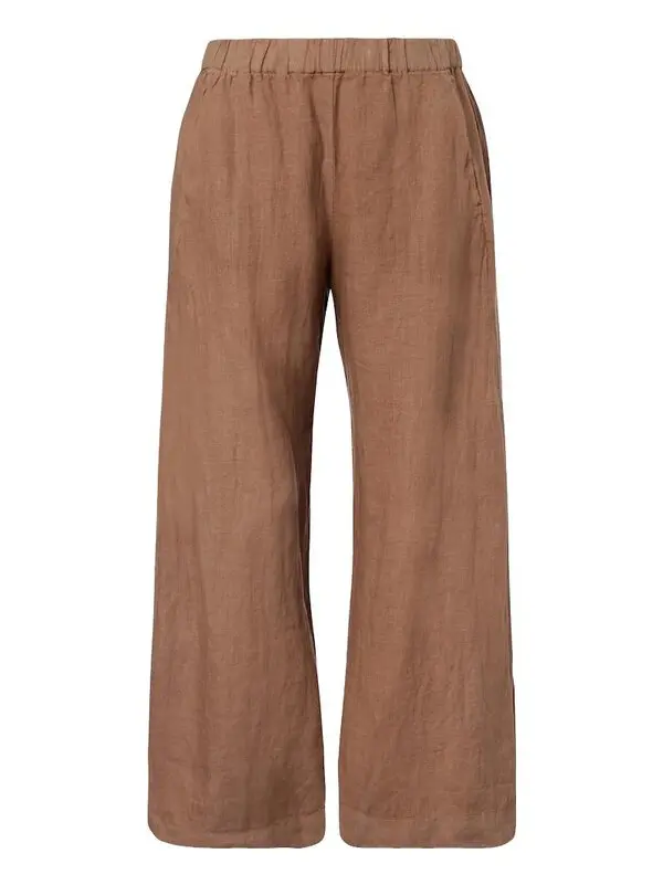 Velvet By Graham & Spencer Lola Linen Wide-leg Pants - Brown