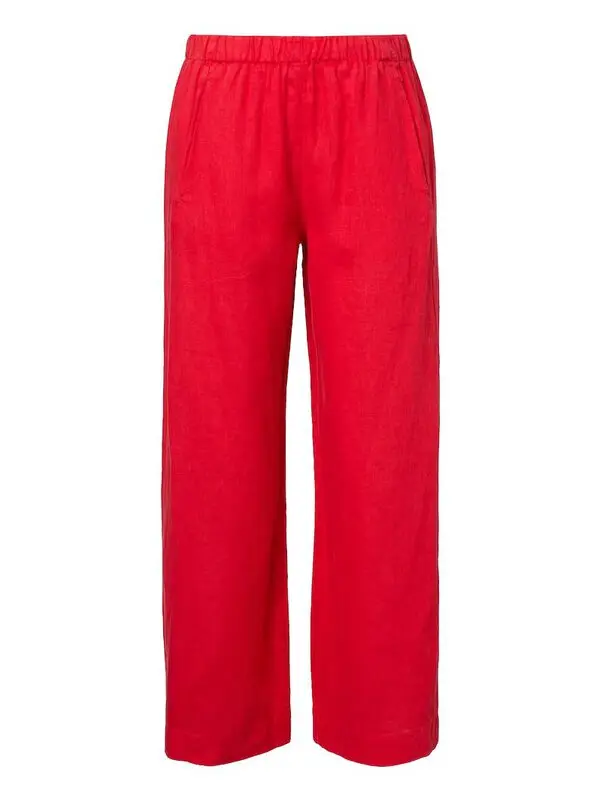 Velvet By Graham & Spencer Lola Linen Wide-leg Pants - Red