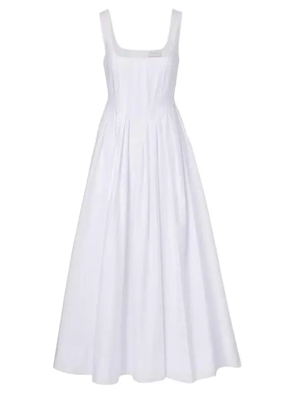Sportmax Giro Cotton Canvas Midi Dress - White