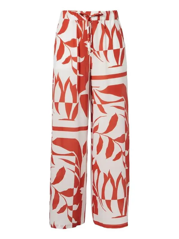 Max Mara Voto Printed Silk Wide-leg Pants - Red