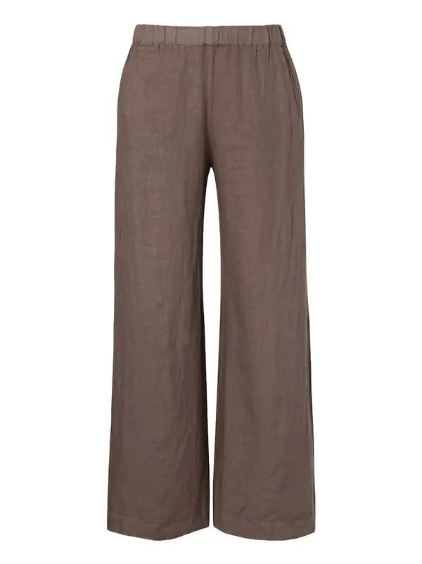 Velvet By Graham & Spencer Lola Linen Wide-leg Pants - Brown