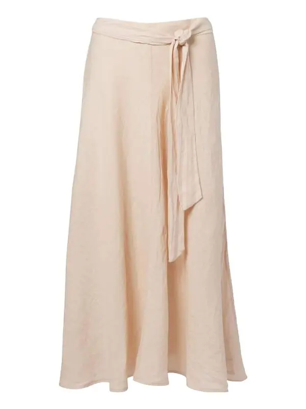 Velvet By Graham & Spencer Malina Linen Midi Skirt - Beige