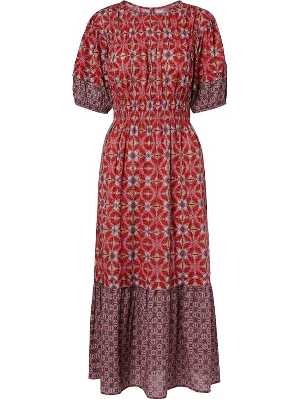 Velvet By Graham & Spencer Maela Printed Cotton Midi Dress - Red