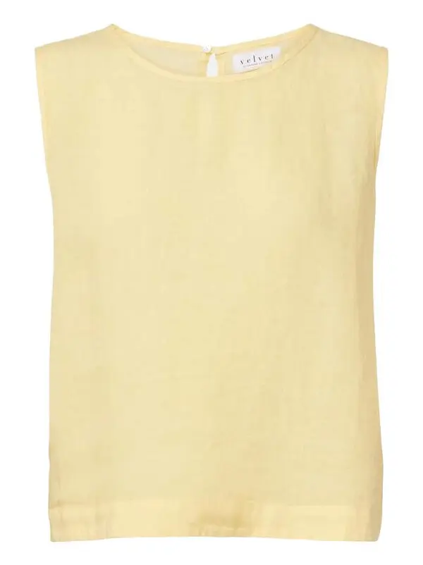 Velvet By Graham & Spencer Maxine Linen Top - Yellow
